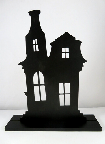 Stand-Up Black Haunted Mansion House Chalkboard Write-On Pressboard ...