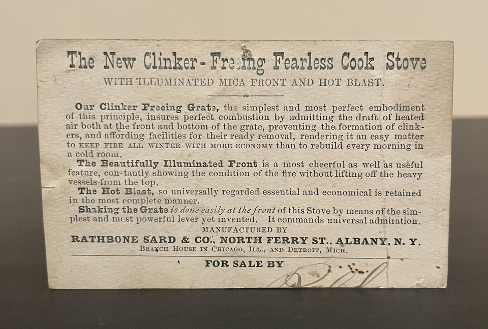 Antique 1880s Trade Card Rathbone, Sard & Co Stove - Politically ...