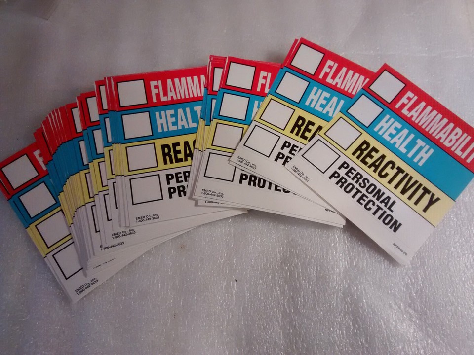 New lot of 40, Flammabitlity Health Reactivity Personl Protection ...