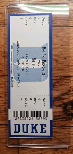 11/4/2024 Duke Blue Devils vs Maine Ticket Stub Cooper Flagg NCAA Debut ...
