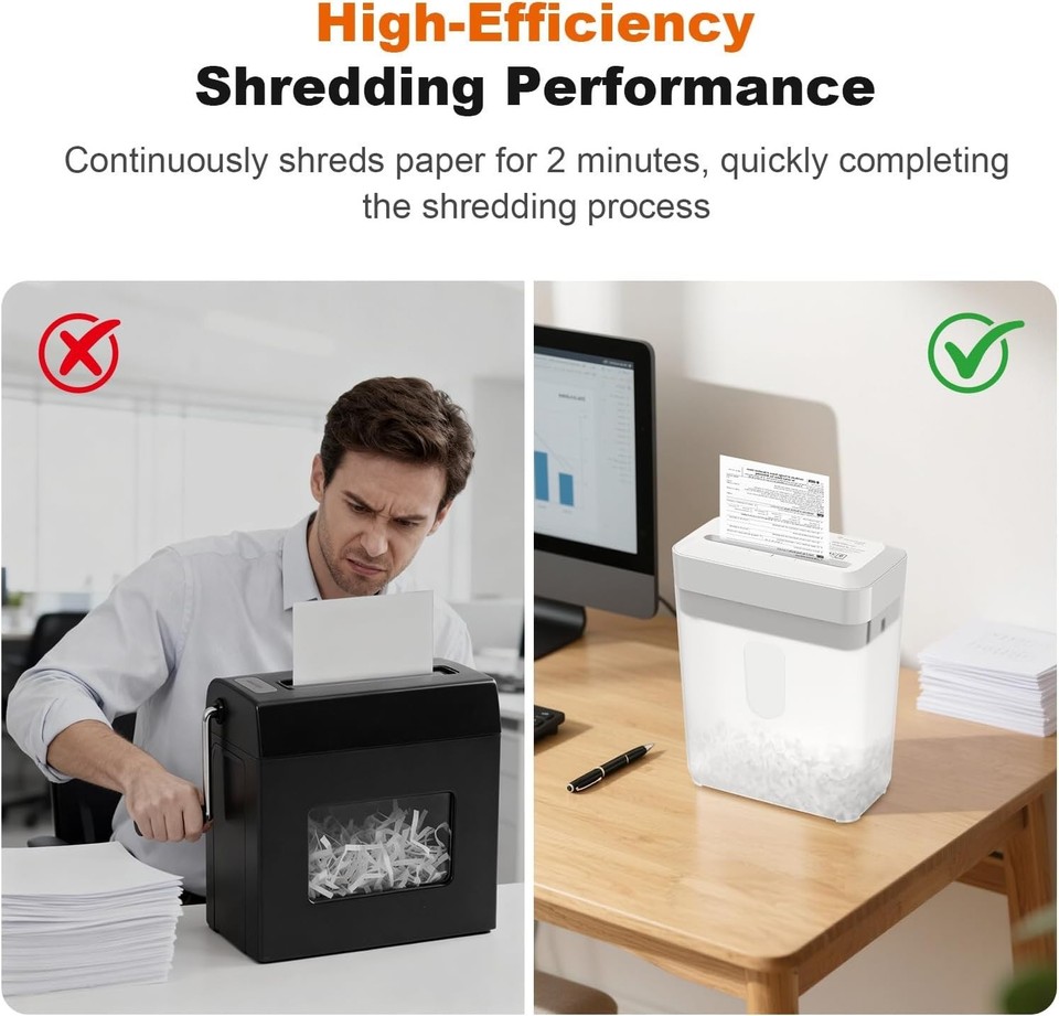 Efficient 6-Sheet Paper Shredder for Home and Small Office Use - White ...