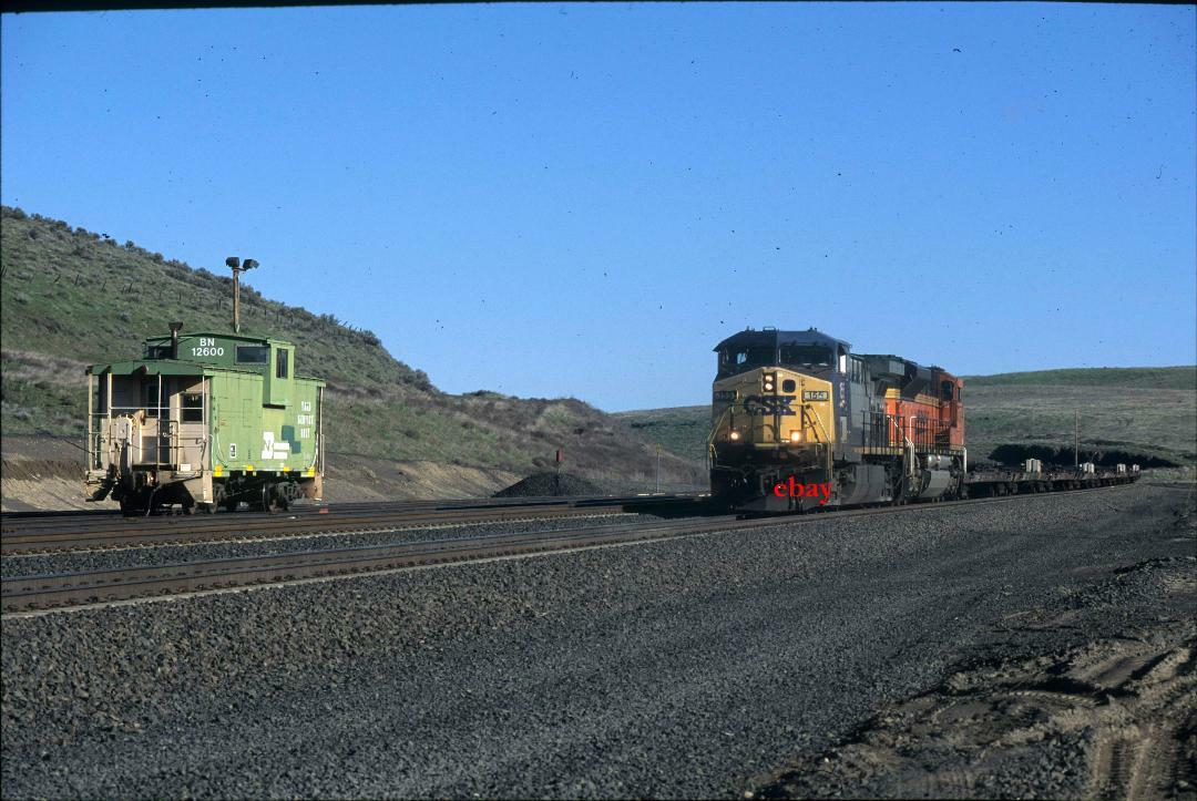CSX 155 & BN caboose 12060 - Original Slide - Connell, WA | eBay