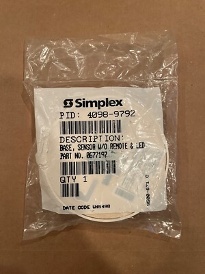SIMPLEX 4098-9792 Base, Sensor w/o Remote & LED, SEALED NEW | eBay