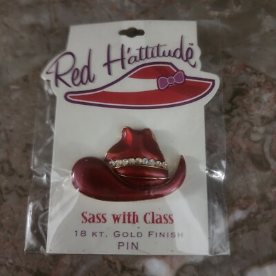 Red Hattitude Red Hat Society Sass With Class 18kt Gold Finish Pin ...