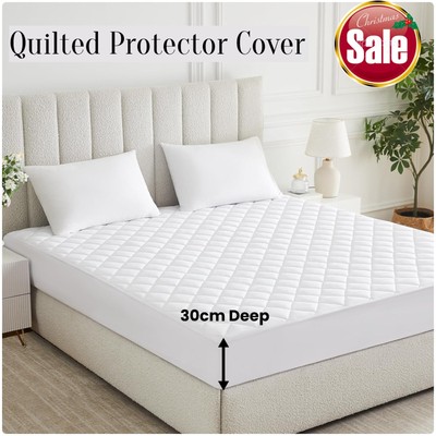 Extra Deep Mattress Protector Single Double King Size Quilted Bed ...