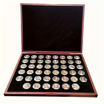 U.S. United States Presidential Dollar Coin Complete Set Wood Box 46 ...