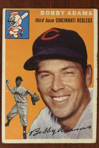 Vintage 1954 Baseball Card TOPPS #123 BOBBY ADAMS Third Base Cincinnati ...