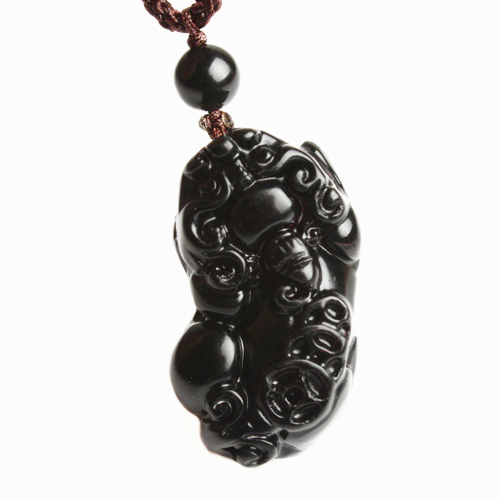 Feng Shui Black Obsidian Pi Yao / Pi Xiu xie pendant Necklace amulet ...