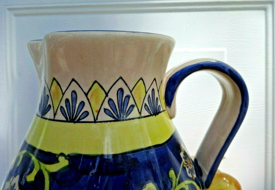 Vintage WCL Pottery Water Jug/pitcher Blue and Yellow Pembroke Pines | eBay