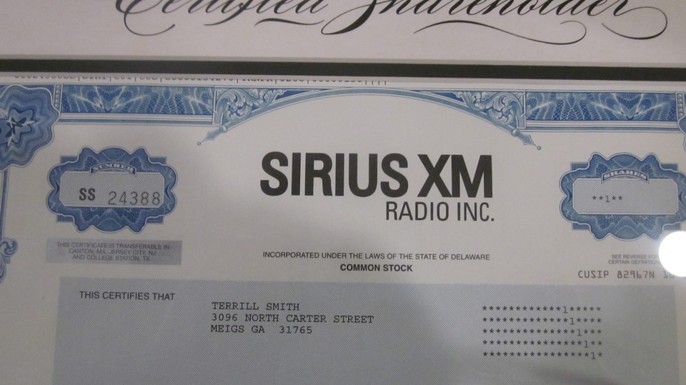 HOWARD STERN SIRIUS XM STOCK CERTIFICATE FRAMED 11x14 | eBay