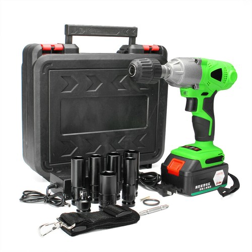 Cordless Electric Impact Wrench Gun 1/2'' Driver 880Nm/Li-ion Battery ...