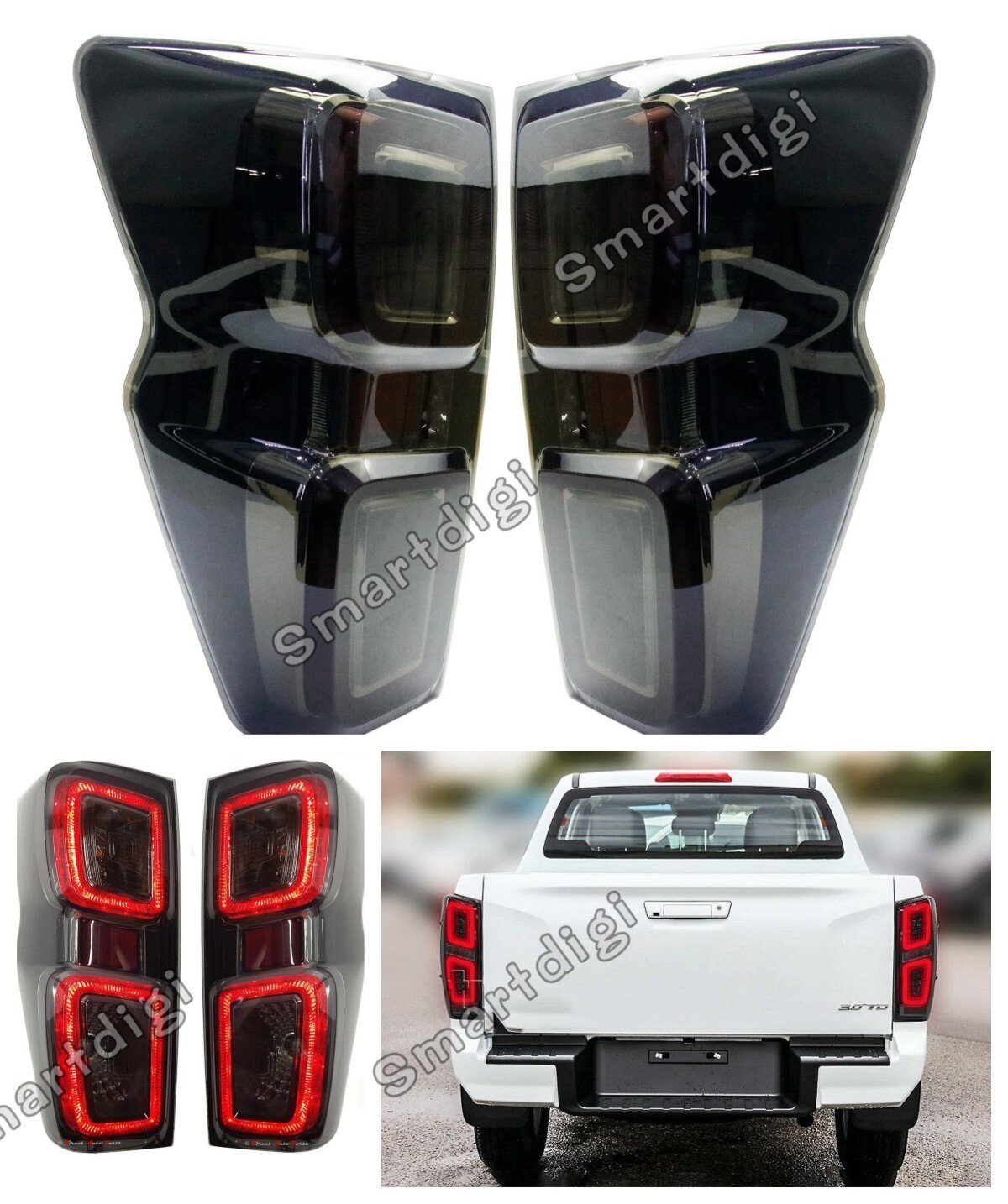 Pair Tail Light Smoke Lamp for Isuzu D-Max DMax TFR TFS Ute 2021 2022 ...