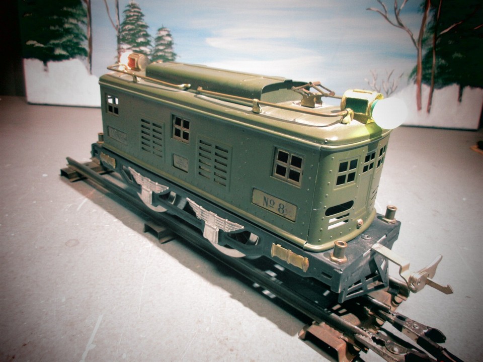 Lionel 8E locomotive olive drab RESTORED TESTED RUNS +a manual reverse ...