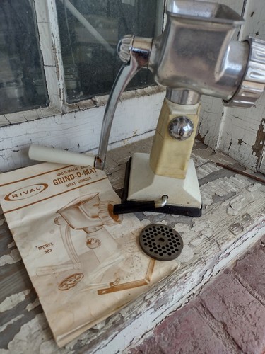 Rival Grind-O-Mat Meat Grinder/Food Chopper Model 303TV White Vac-O ...