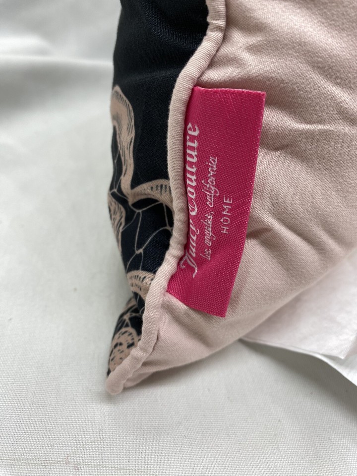15” Juicy Couture Square Pillow Pink Wording On Black Los Angeles Ca ...