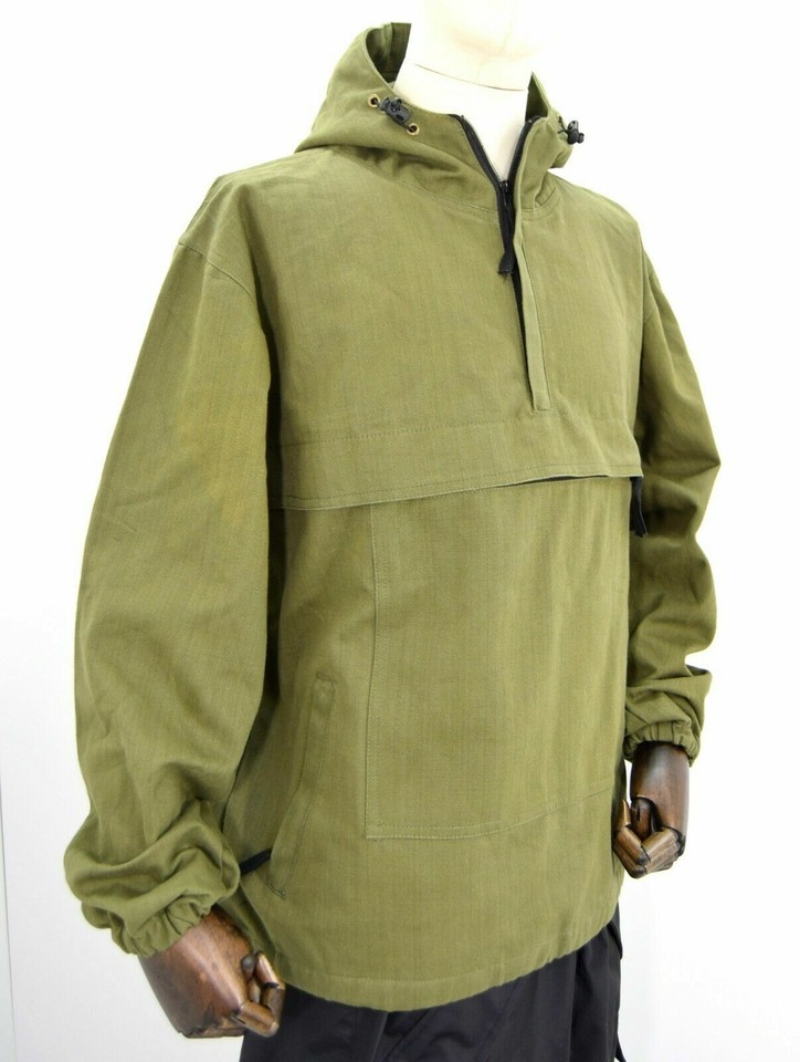 Army Olive OD Smock Canvas Cotton Anorak Buffalo Top Hooded Jacket ...