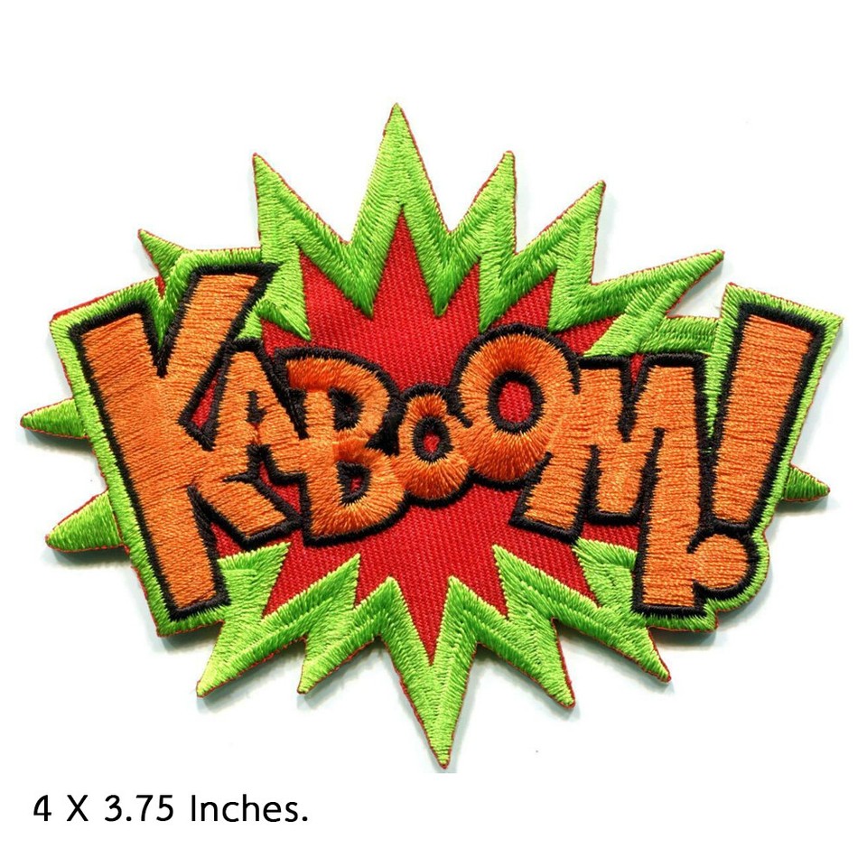 KABOOM Bomb Sign Patch Crewel Embroidery Needle Ironing Press Cloth Bag ...