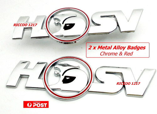 HSV badges x 2 for Holden Commodore GTS R8 SS Clubsport VS red chrome ...