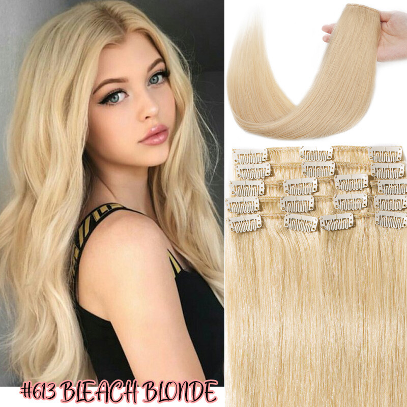 8pcs Clip In Hair Extensions 100% Real Human Hair Extensions Weft ...