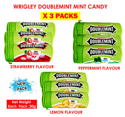 Mints Wrigley's Doublemint Candy Flavor Lemon Strawberry Peppermint 3 ...