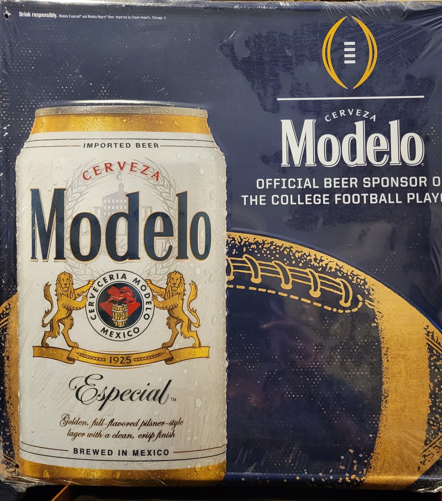 Modelo Cerveza College Football Playoff Metal Tin Tacker Beer Sign ...