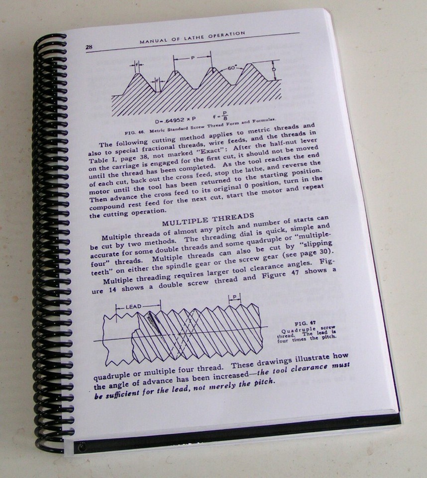 Atlas Lathe Manual and Machinists Tables Metal Cutting Lathe Tool ...