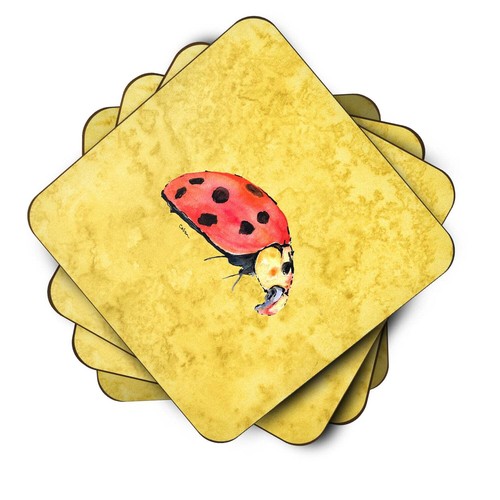 Lady Bug on Yellow Foam Coaster Set of 4, 8867FC | eBay