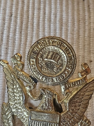 WWII US Army Illinois Officer OCS ROTC Military Academy Cap Hat Badge L ...