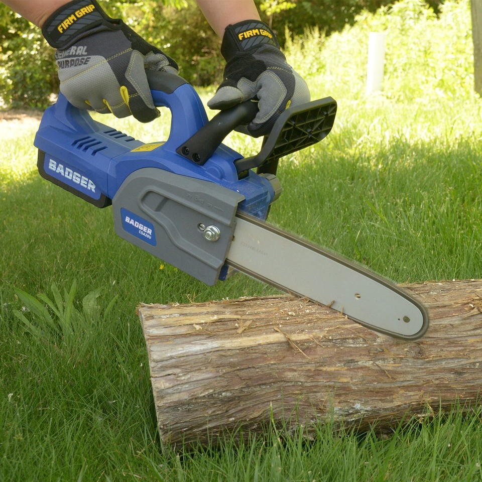 BADGER Electric Chainsaw Cordless 20V 12" Brushless, 4.0 Ah Battery and ...