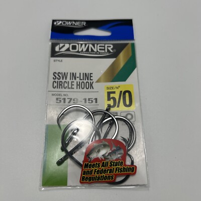 5/0, 7 Pack Owner SSW InLine Circle Fishing Hook Black Chrome | eBay
