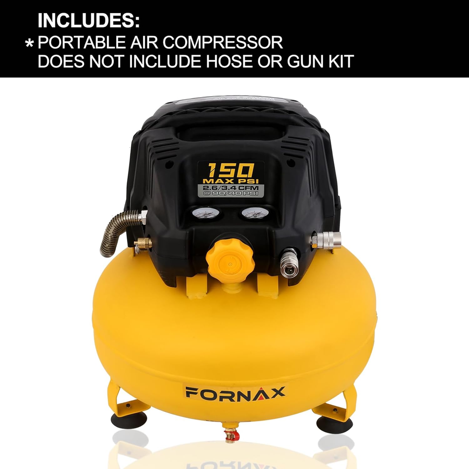 Pancake Air Compressor with Two Couplers, 6 Gallon Portable Electric ...
