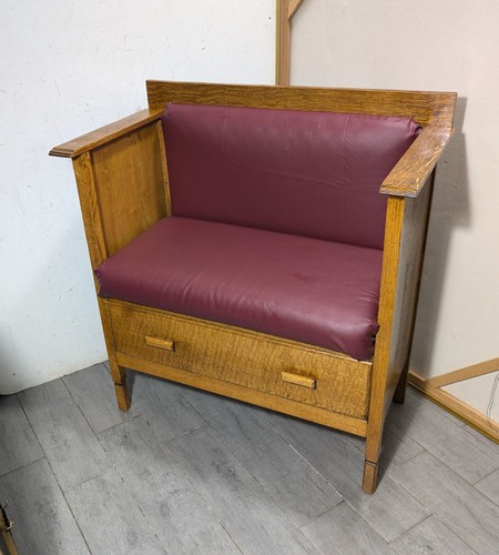 Antique Mission Arts & Crafts Quartersawn Tiger Oak Wood Bench with ...