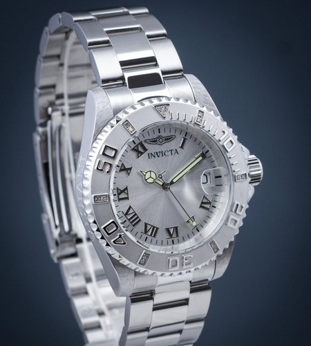 Invicta Men's Pro Diver Silver Dial Diamond Bezel Stainless Steel ...