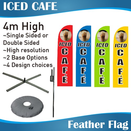 4m Outdoor ICED CAFE Flags Banner Feather Flag with Base | eBay