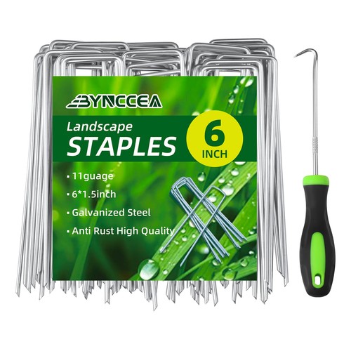 6 Inch 50 Pack Galvanized Landscape Staples - Garden Stakes, Plant ...