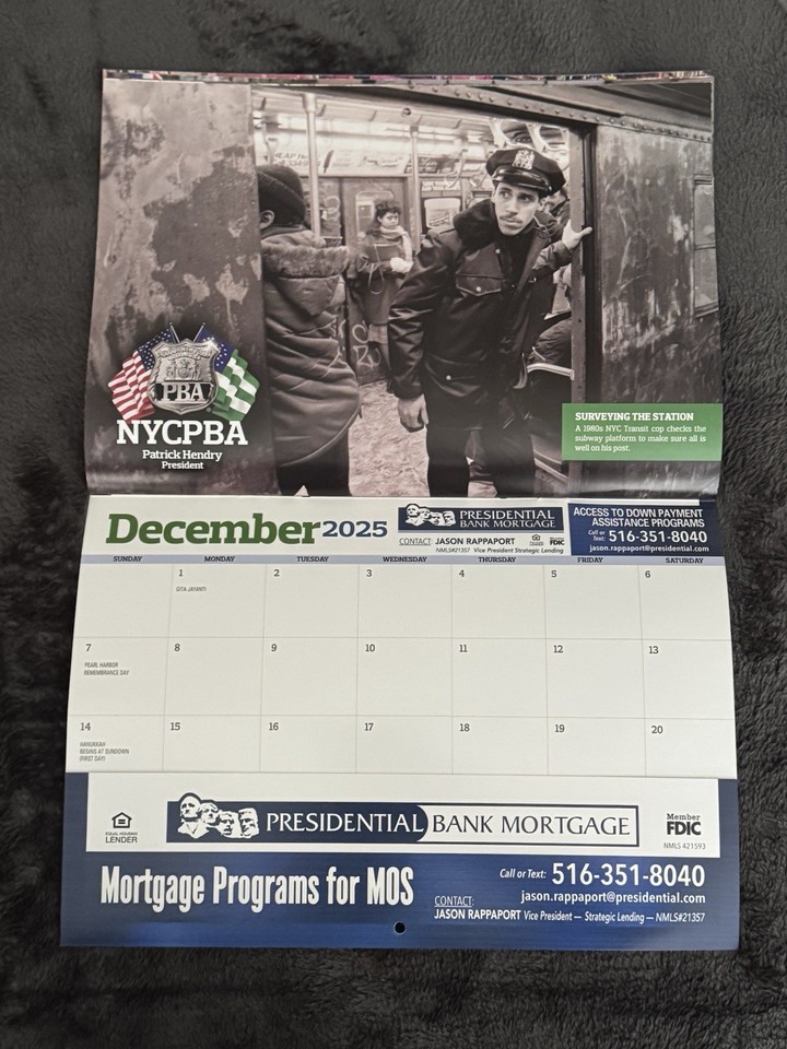 NYC NYPD PBA CALENDAR 2025 NEVER USED YORK CITY POLICE DEPARTMENT ...