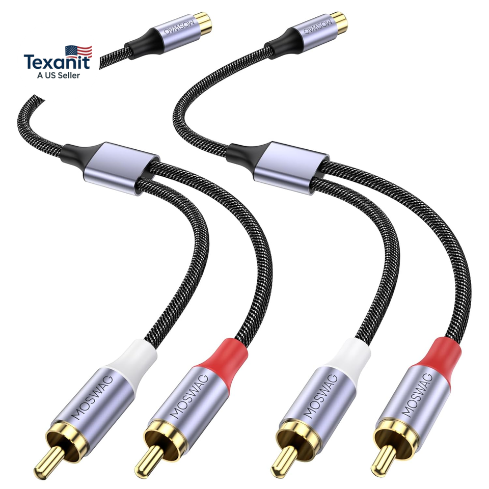 RCA Splitter 1 Female to 2 Male 2 Pack,Y Splitter RCA Audio Video Cable ...
