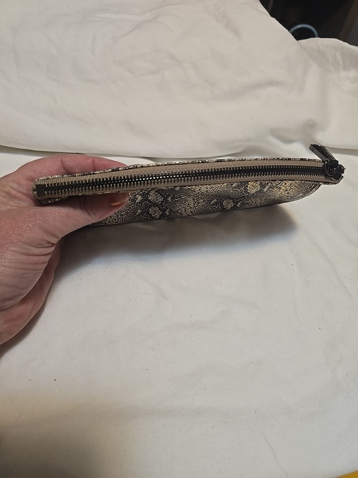 Hobo Brand "Lauren" Glam Black & Gold Snake Print Leather Clutch Wallet ...