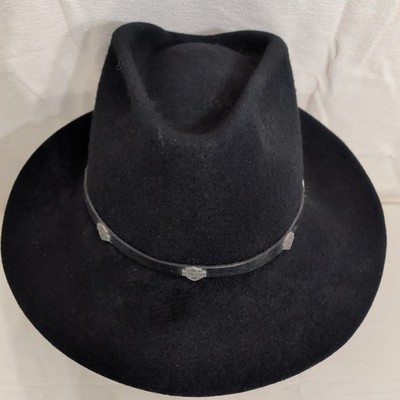 HARLEY DAVIDSON OFFICIAL BLACK COWBOY WESTERN STYLE HAT 100% WOOL Size ...