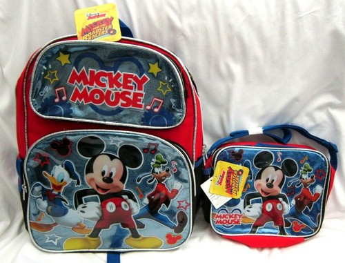 MICKEY MOUSE&FRIENDS 16" BLUE METALLIC BACKPACK&9.5" INSULATED LUNCHBOX ...