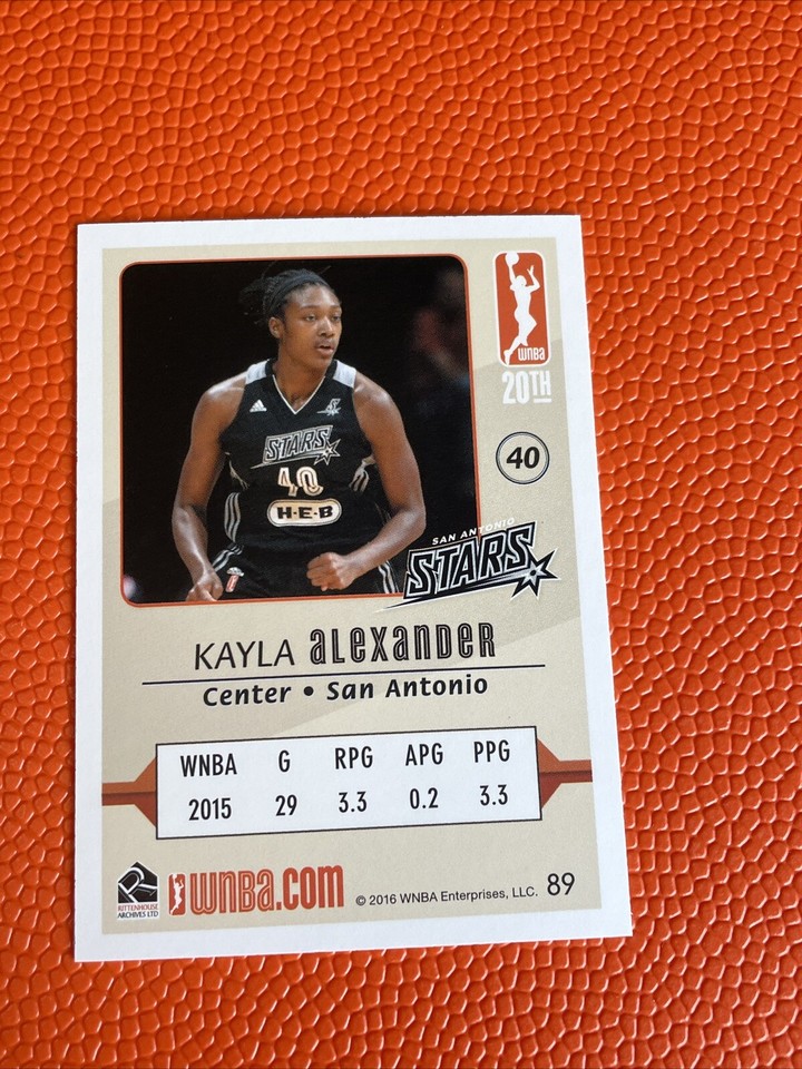 2016 Rittenhouse WNBA Kayla Alexander San Antonio Stars Syracuse ...