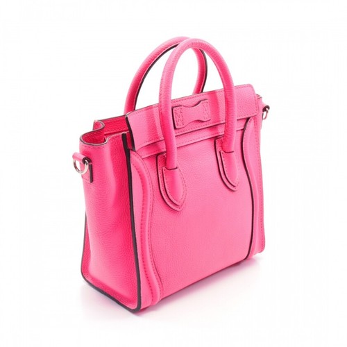 Celine Luggage Nano Shopper Handbag Leather Pink Purp… - Gem