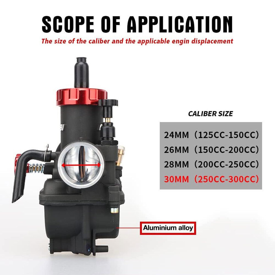 NIBBI Racing Pre-Jetted PE30 Carburetor For Kawasaki Bayou 250 KLF250A ...