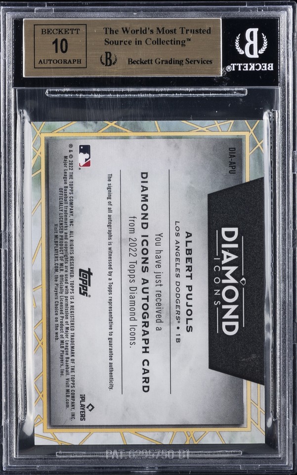 2022 TOPPS DIAMOND ICONS AUTOS #DIAAPU ALBERT PUJOLS BGS 9.5 AUTO 10 | eBay