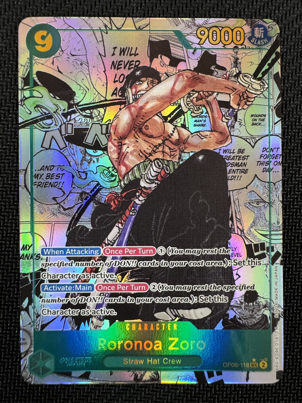 Roronoa Zoro Manga OP06 118 SEC Parallel Rare English One Piece Card WOTC Chase | eBay