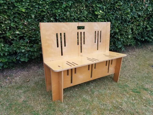 SLOT 3 seater wooden bench seat | eBay UK