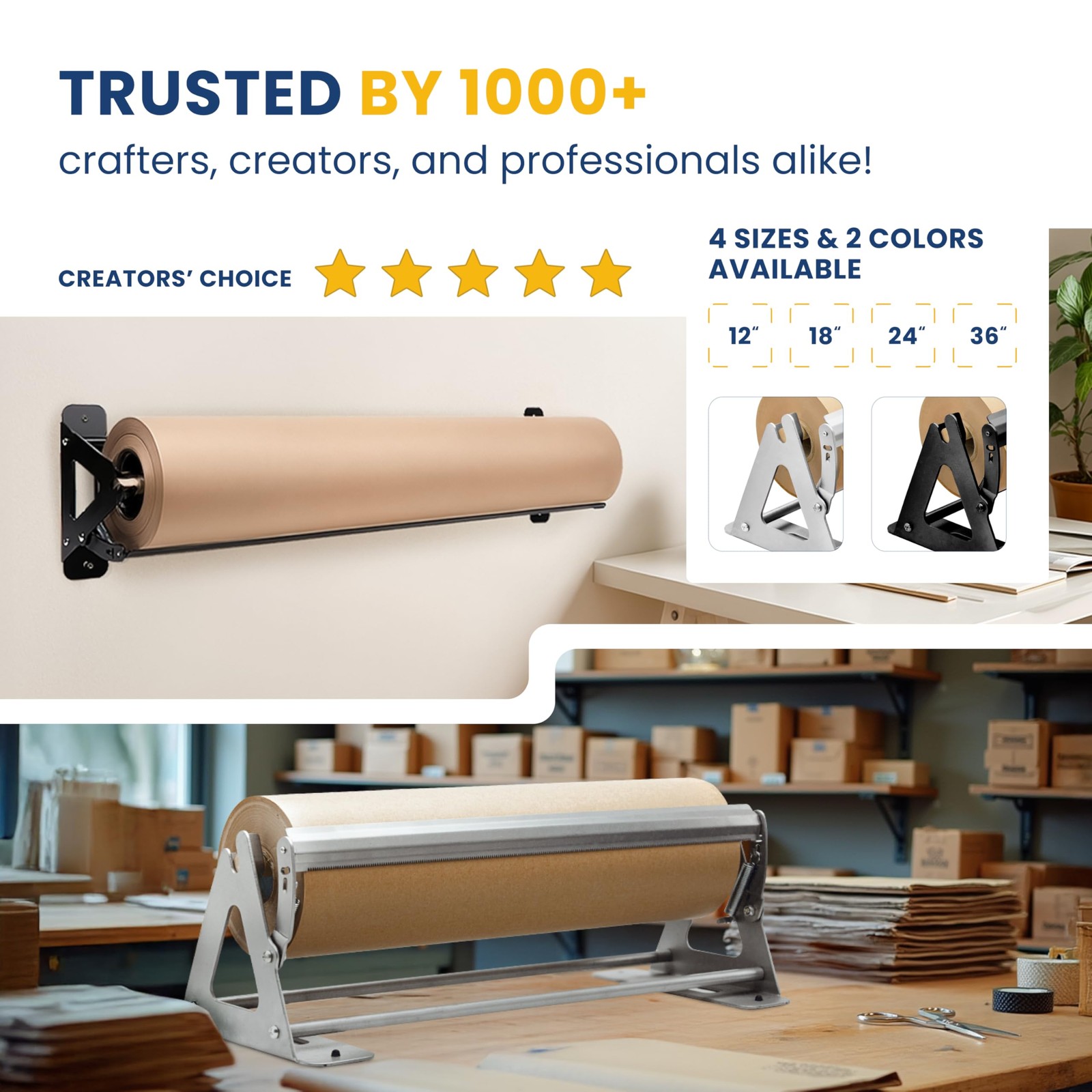 DIY Crew 24" Paper Roll Dispenser Cutter - Wall Mount, Heavy-Duty Kraft ...