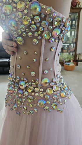 Jovan Pink Tulle Size 10 Evening Formal Prom Dress with Jewels | eBay