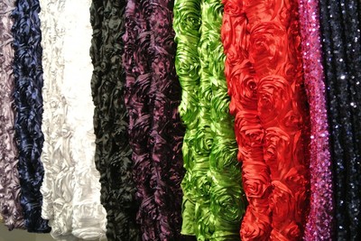 5 Yards 3D Rosette Satin Fabric 58" Wide Splenda Petal Ribbon Rose ...