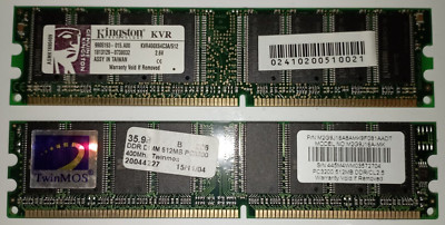 Stock 2 Kingston KVR400X64C3A/512 Ram Modules And TwinMOS For Desktop ...